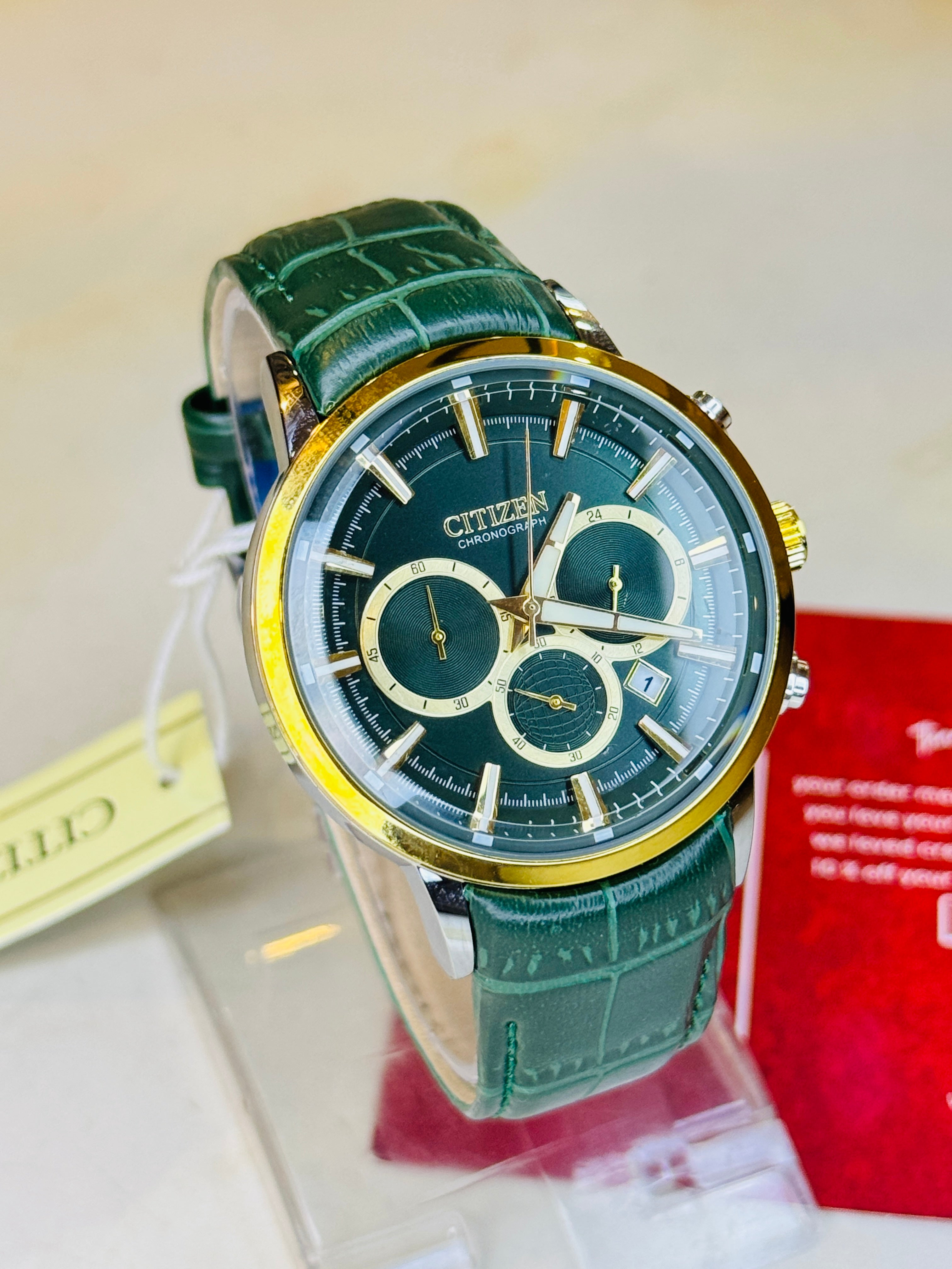 Citizen Globe Forest Green Chronograph Watch – TUSSLEHUB